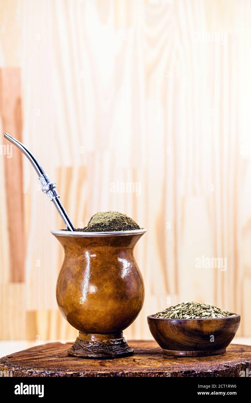 Traditional Argentinian, Brazilian and Uruguayan yerba tea in a gourd ...