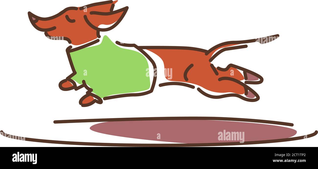 Running dog color line icon. Pet. Dachshund breed. Pictogram for web ...