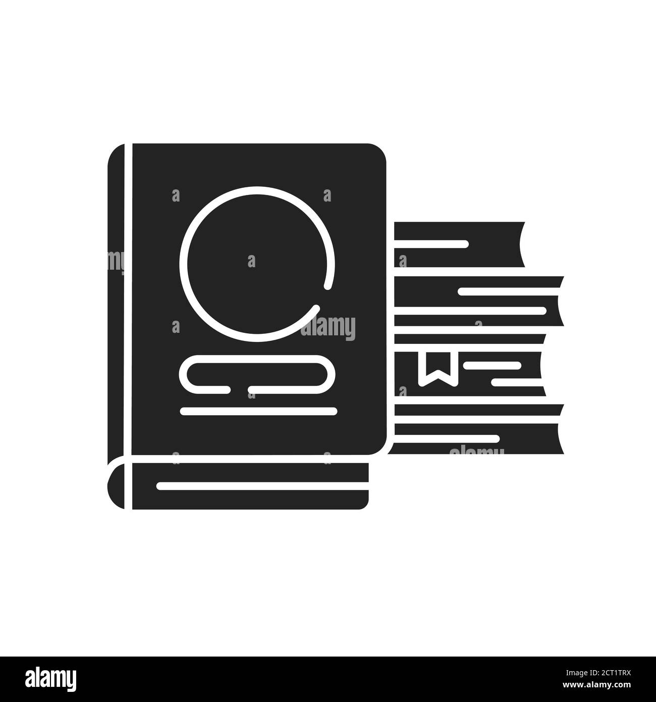 Books stack black glyph icon. Pictogram for web page, mobile app, promo ...