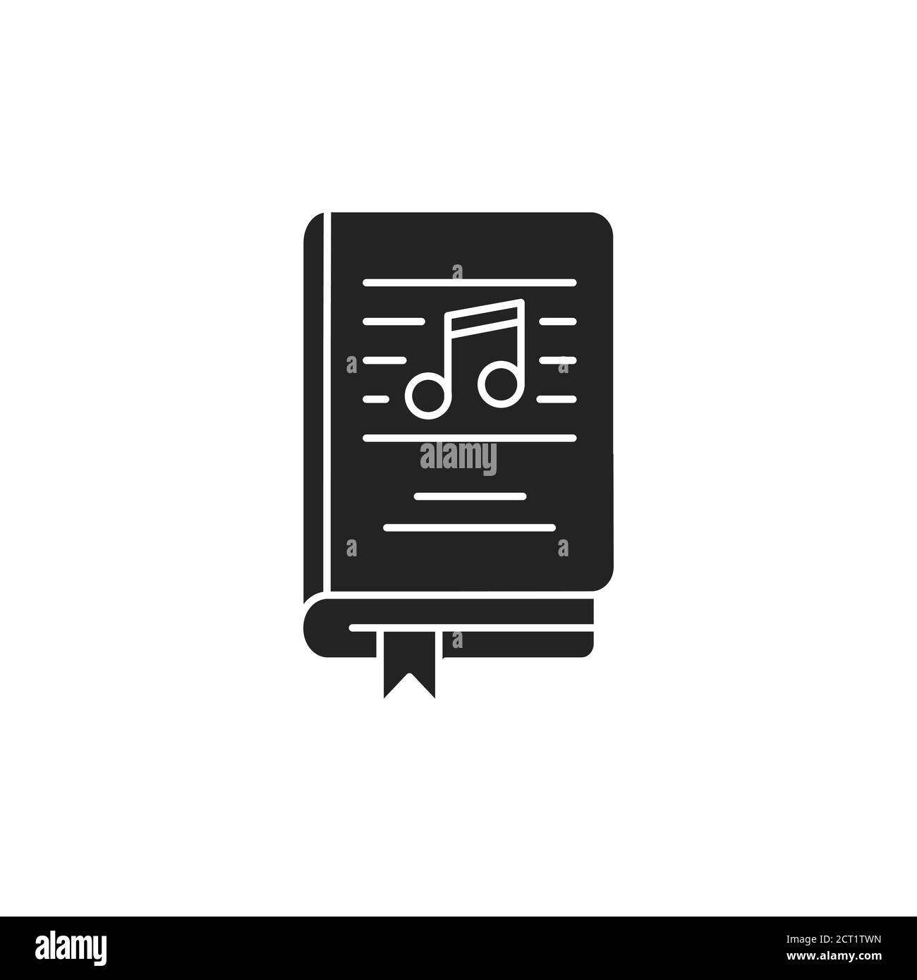Music book black glyph icon. Basic knowledge about music, notes ...