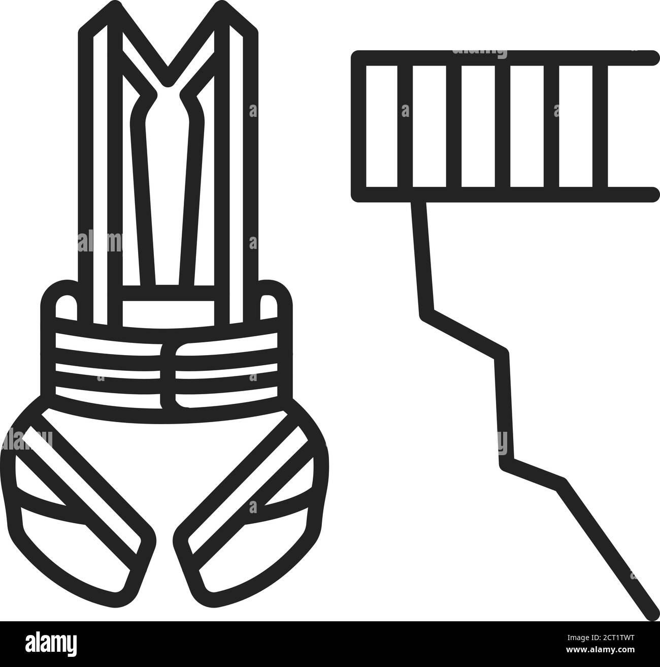 Bungee jumping and body harness black line icon. Extreme sport. High ...