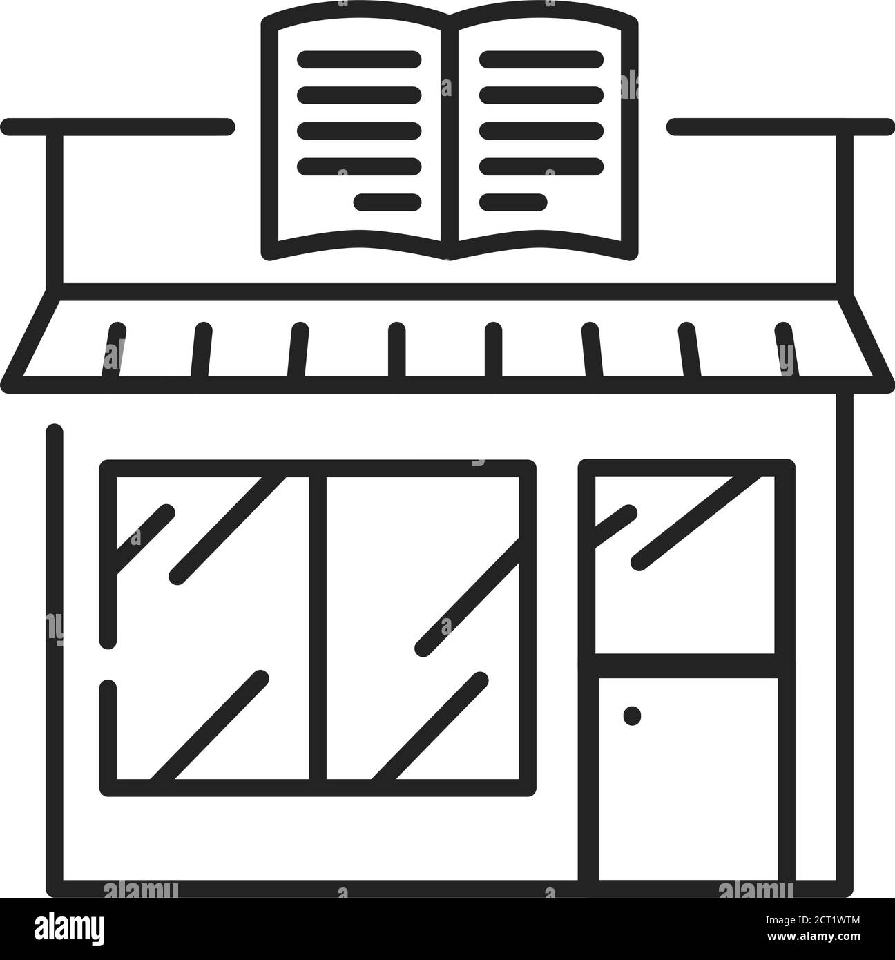 Bookstore black line icon. A store that sells books, and where people ...