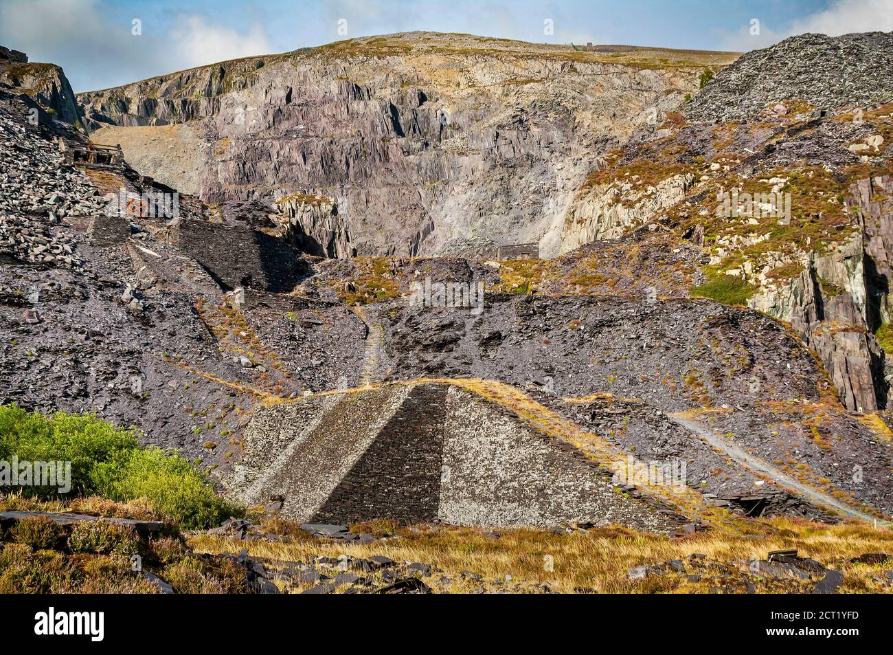 'Pyramid' of inclined trackways at Dinorwic slate quarry in North Wales ...