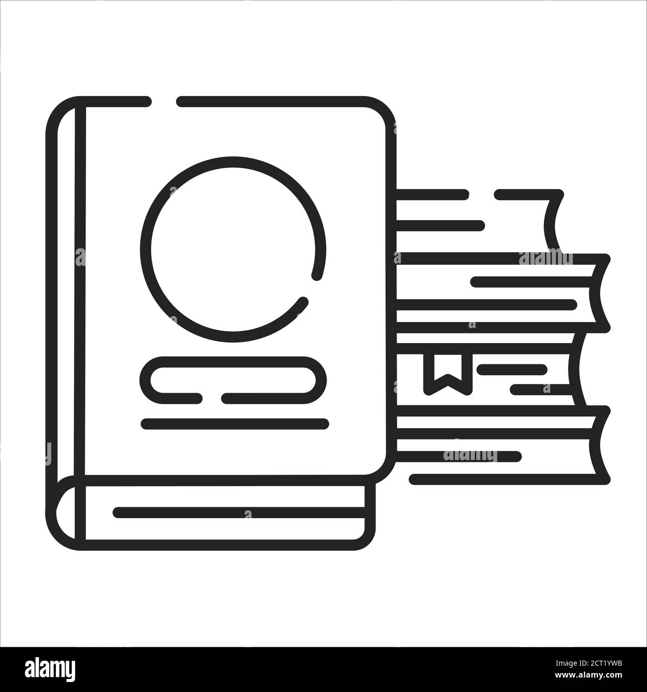 Books stack black line icon. Pictogram for web page, mobile app, promo ...