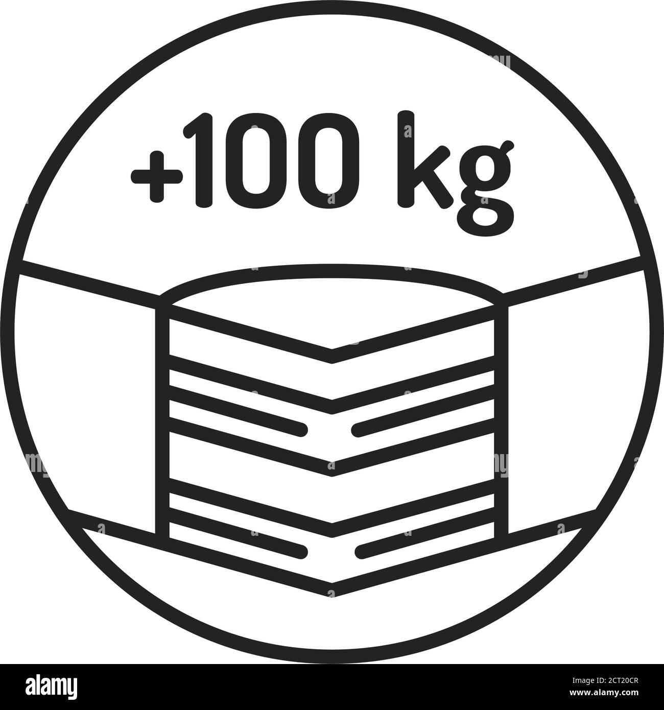 Maximum weight limit up to 100 kg black line icon. Weight-limited ...