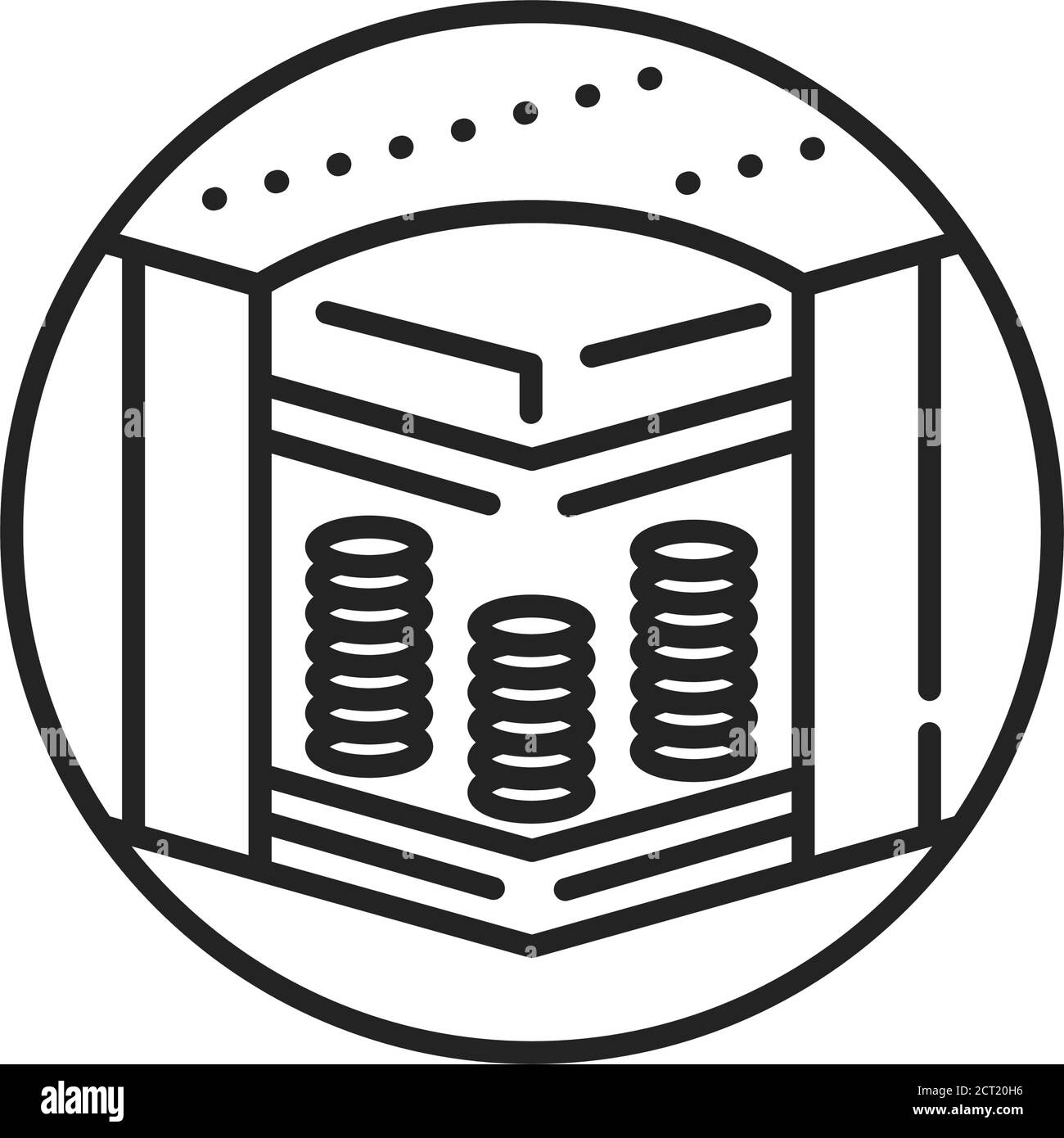 Spring bed mattress black line icon. Blocks consist of springs that are ...