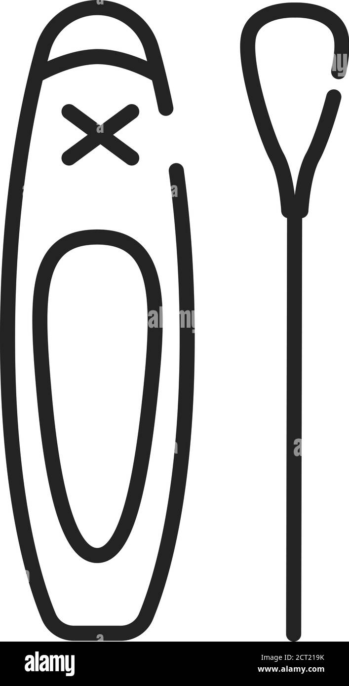 Paddle boarding black line icon. Most popular watersport in the world ...