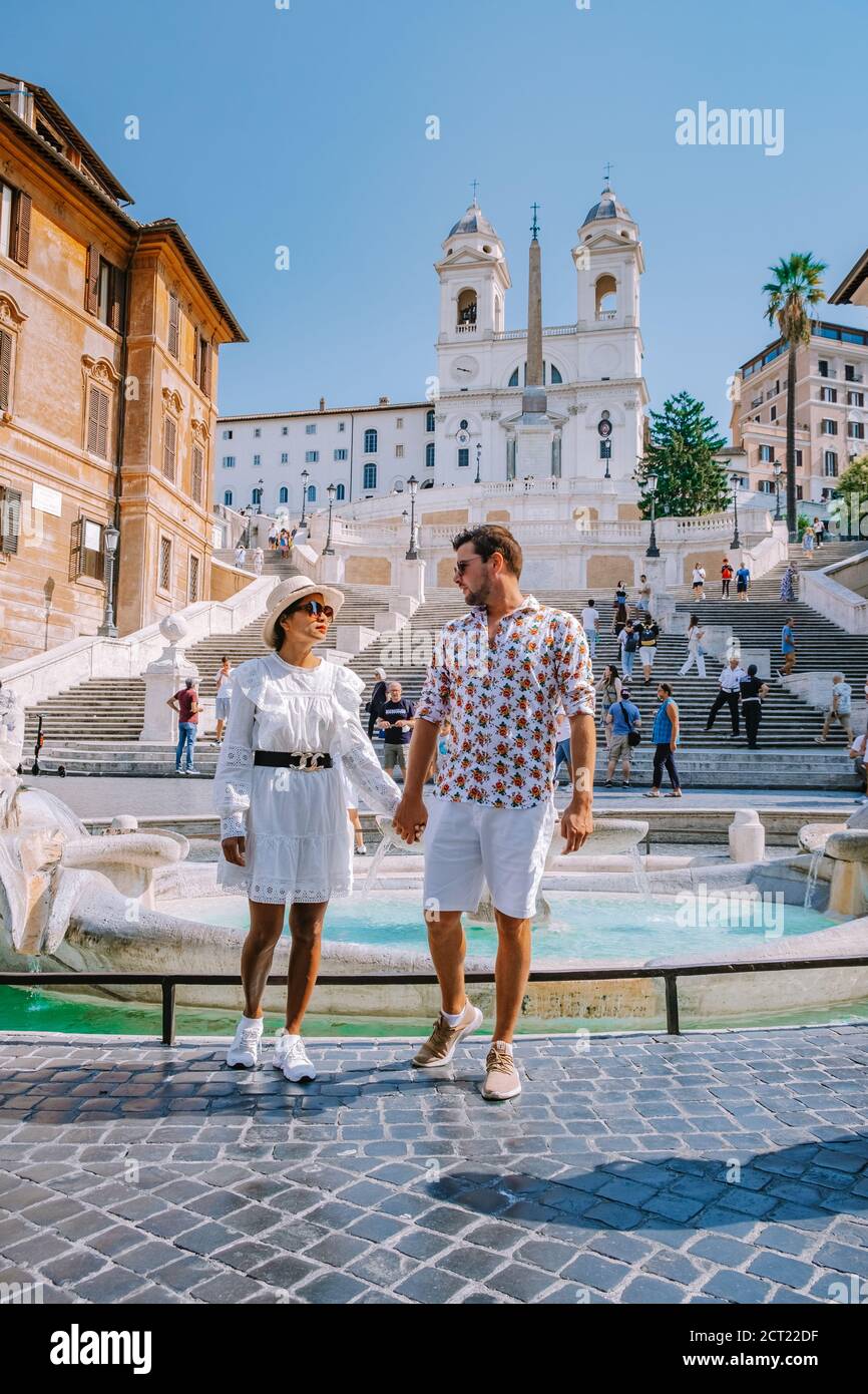 The Spanish Steps in Rome, Italy. The famous place is a great example ...