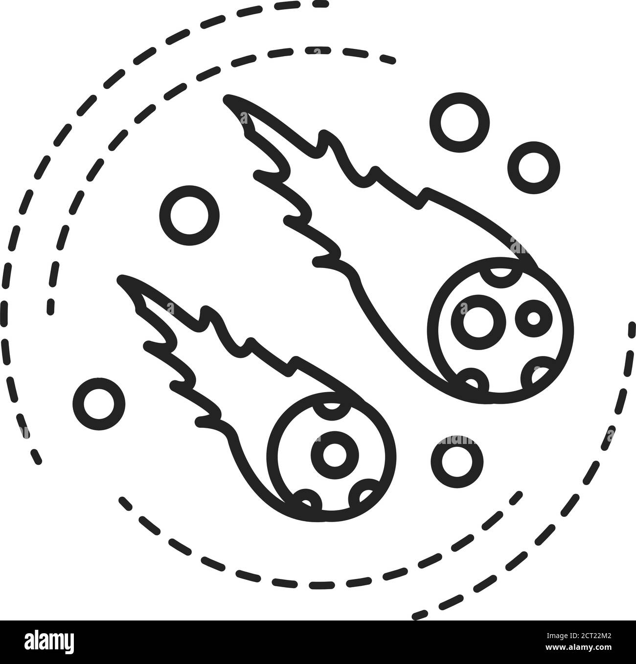 Meteor falling black line icon. The visible passage of a glowing ...