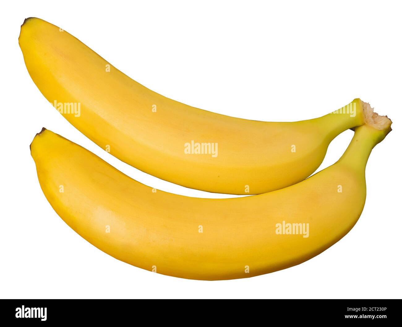 two ripe yellow banana isolated on white background Stock Photo - Alamy