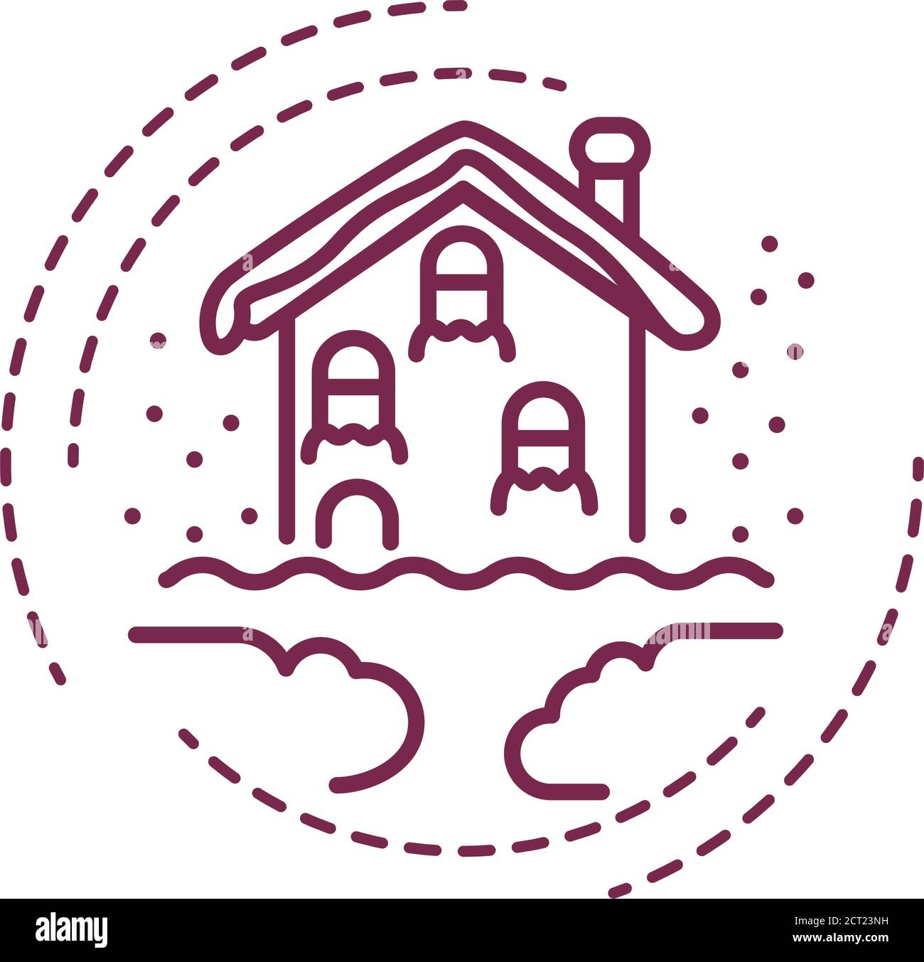 Snow drifts black line icon. A deposit of snow sculpted by wind into a ...