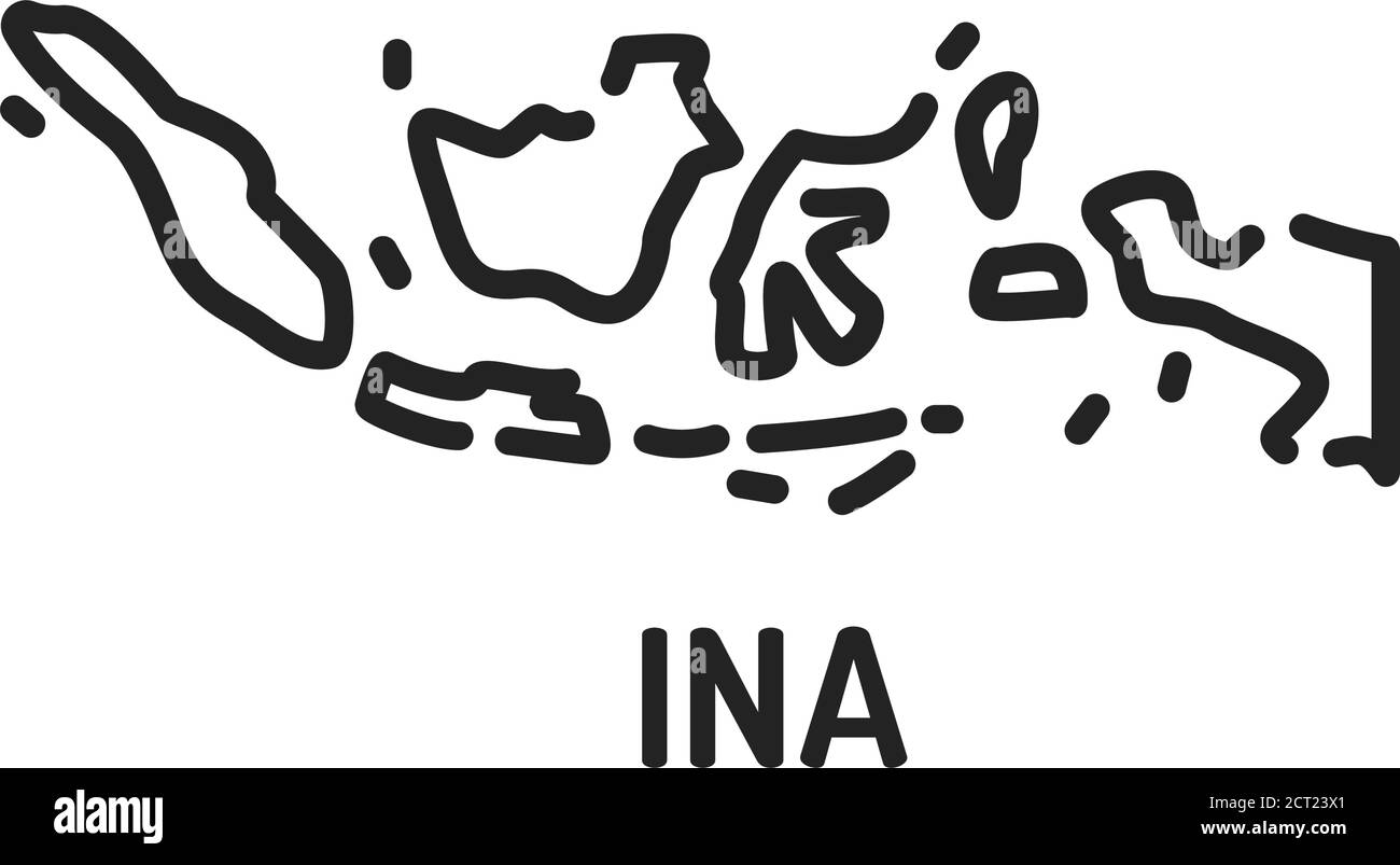 Indonesia map black line icon. Border of the country. Pictogram for web ...