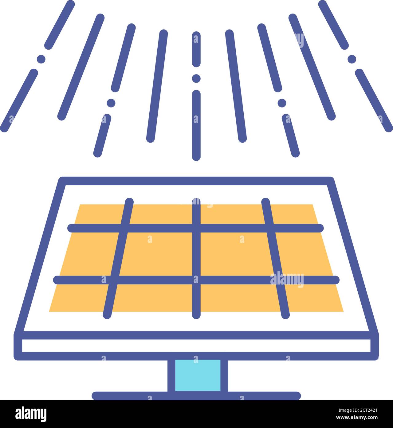 Solar panel line color icon. Green technology sign. Alternative energy ...