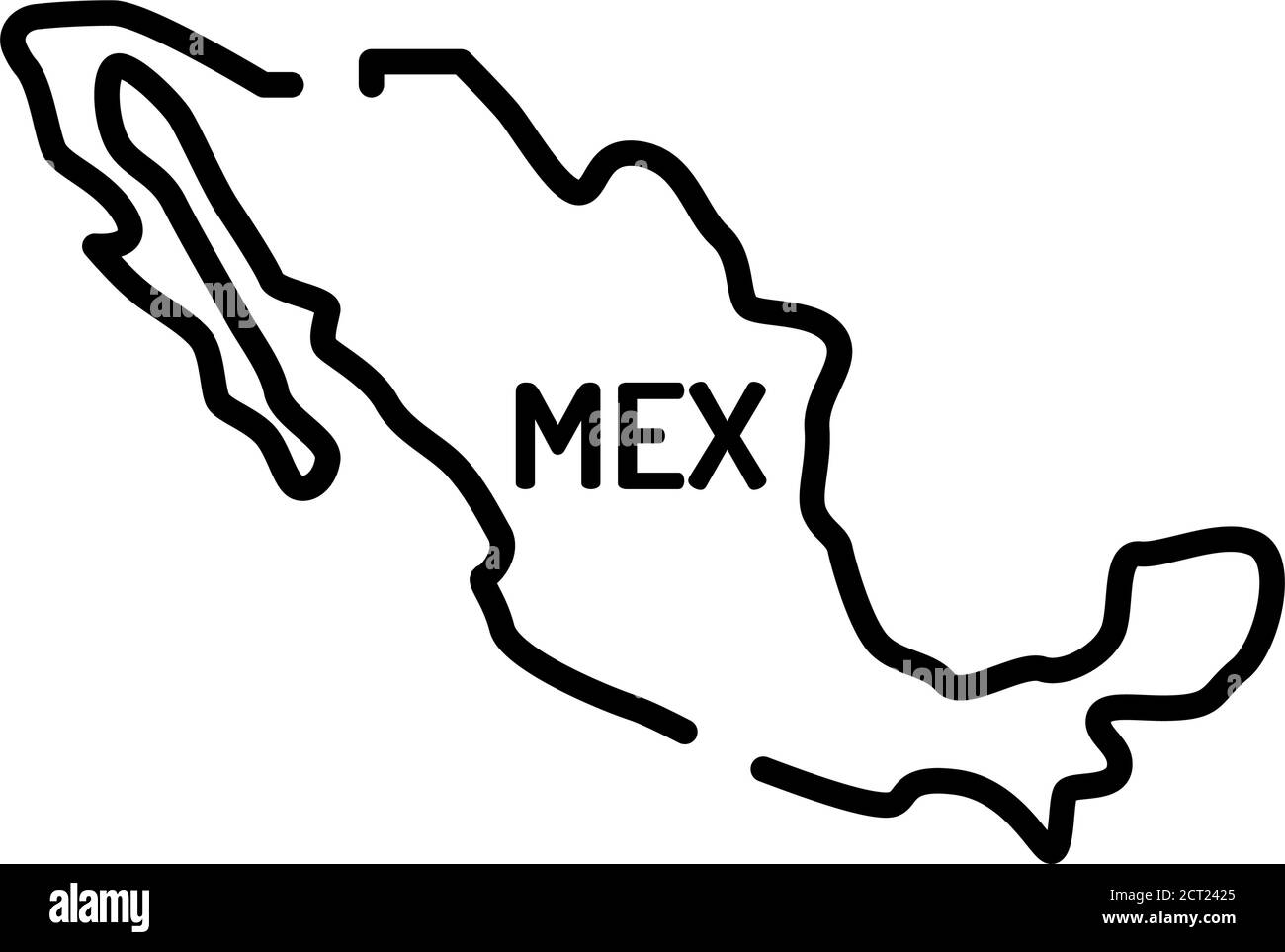 Mexico map black line icon. Border of the country. Pictogram for web ...