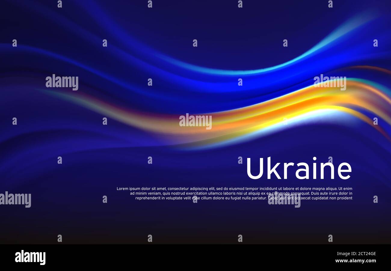 Ukraine flag background. Blurred pattern of light lines in the colors ...