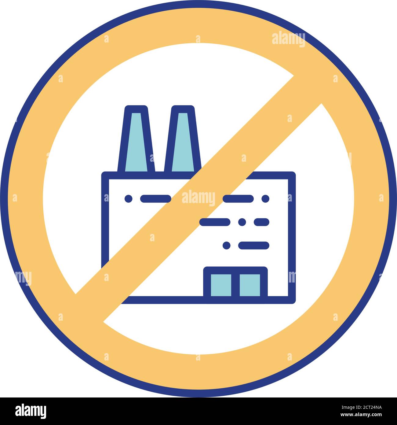 Non factory line color icon. Environment protect vector pictogram. Non ...