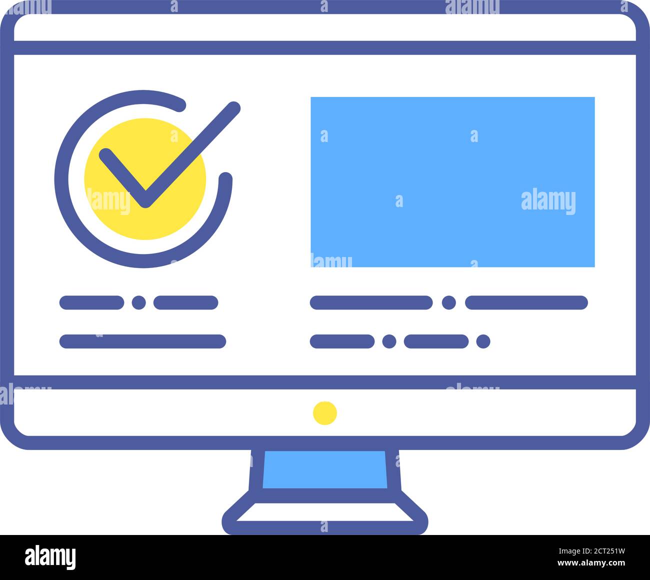 Computer with approved checkmark color line icon. Successful ...