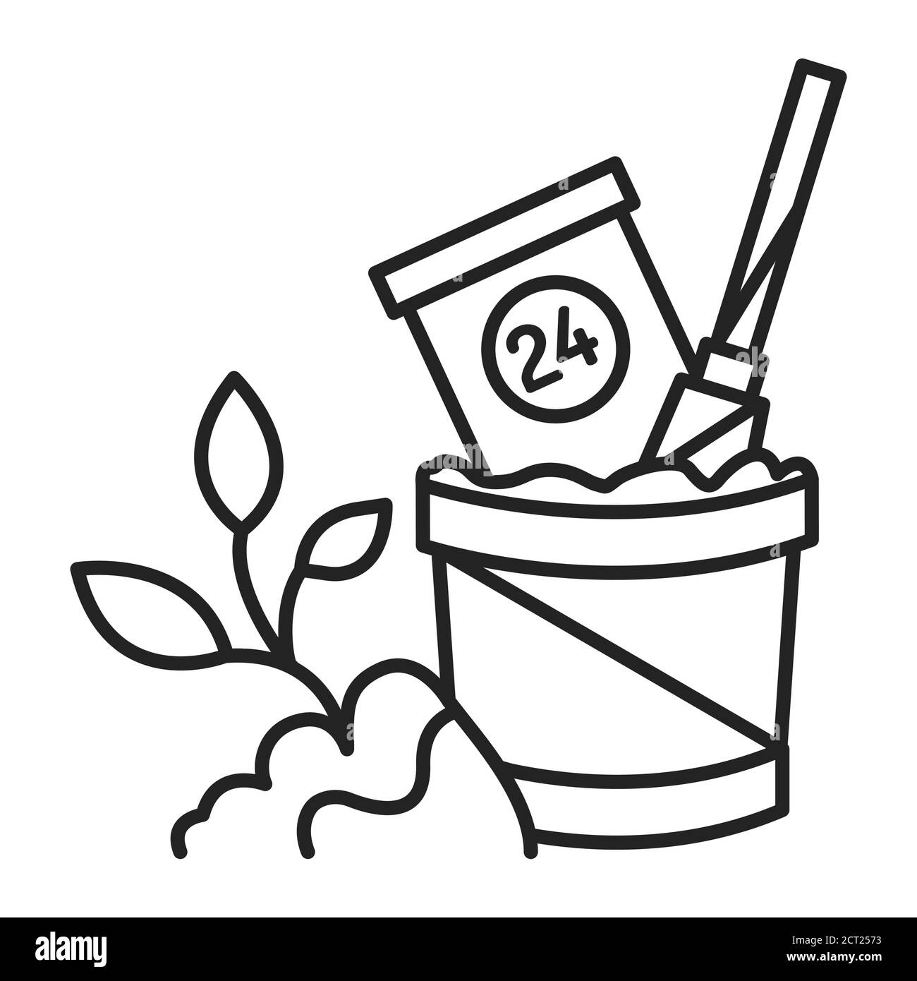 Timely Repotting black line icon. Transplanting plants at certain times ...