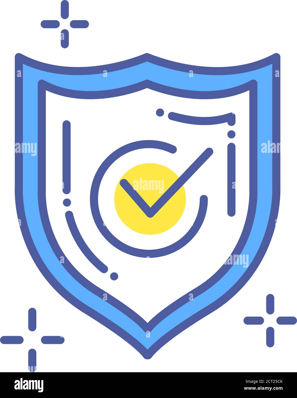 Approved Safety Color Line Icon Safeguard Check Mark Concept Security