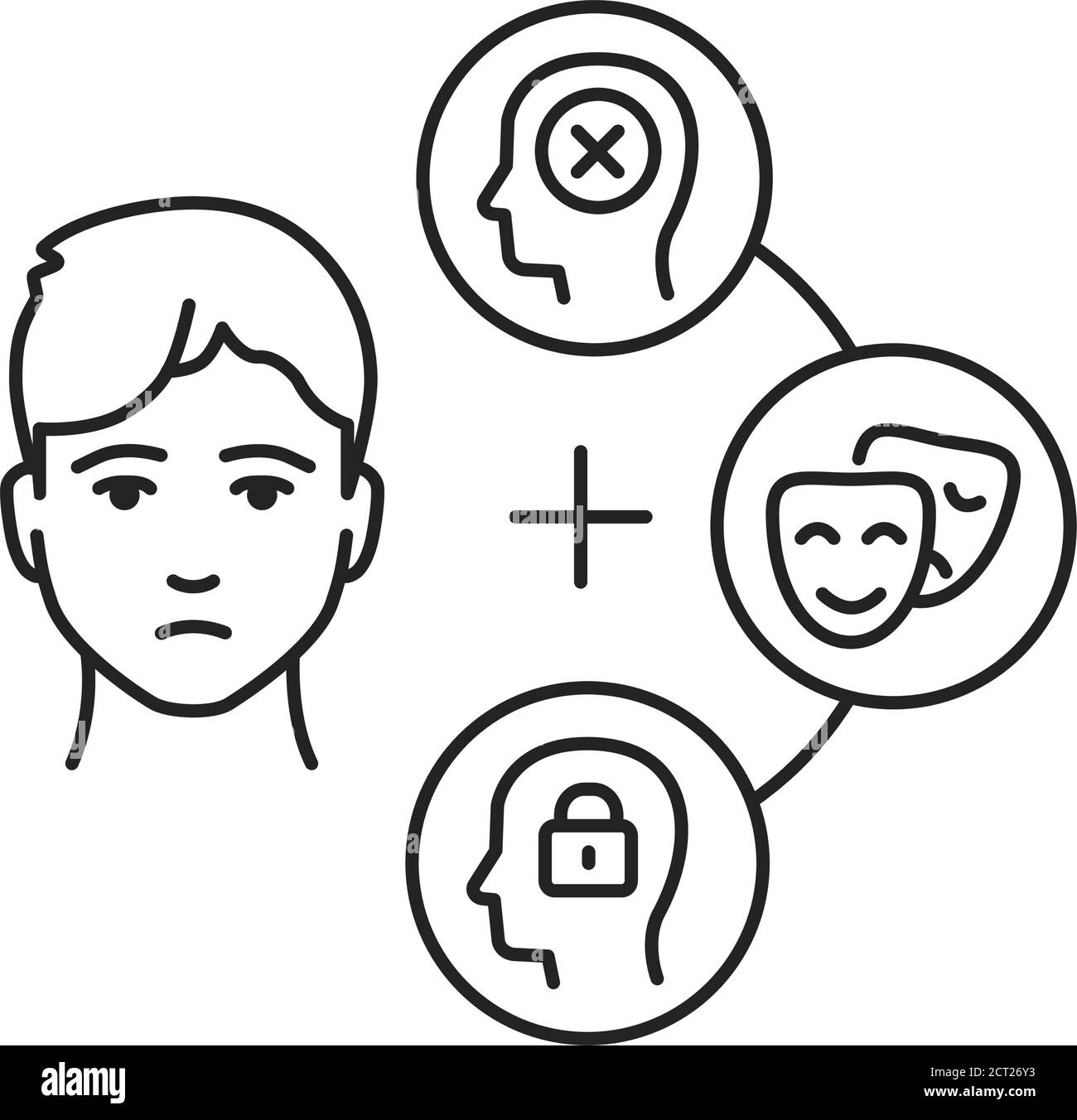 Restraint and closeness black line icon. Calm and controlled behaviour ...