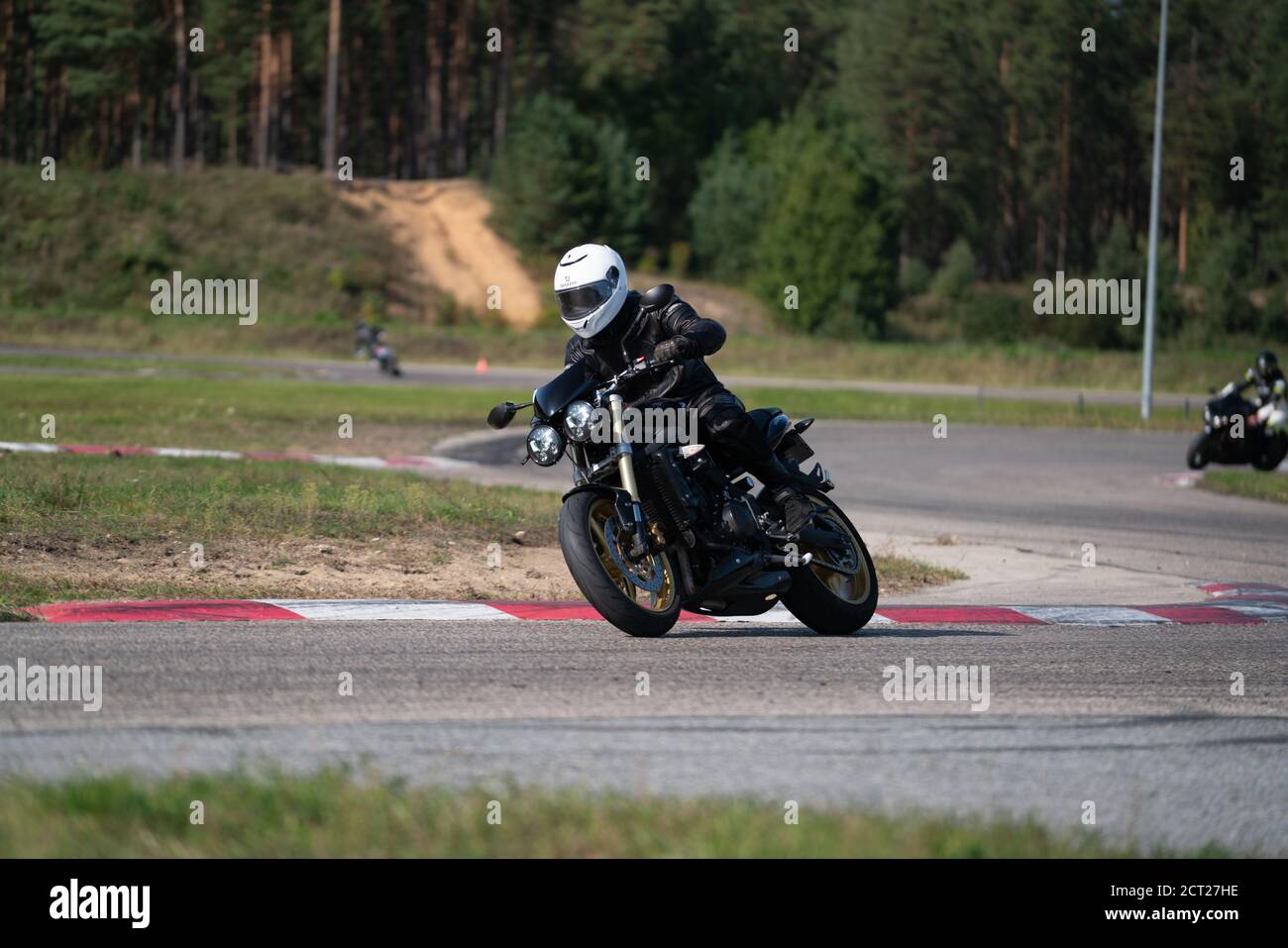 19.09.2020 Riga? Latvia Handsome motorcyclist in black riding his super ...