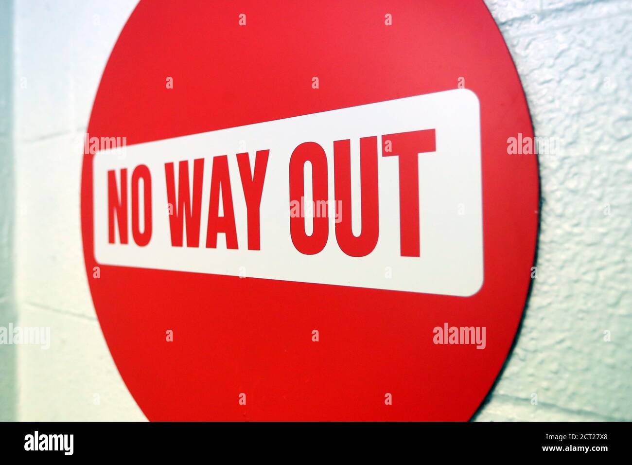 A general view of signage reading 'No Way Out' Stock Photo - Alamy
