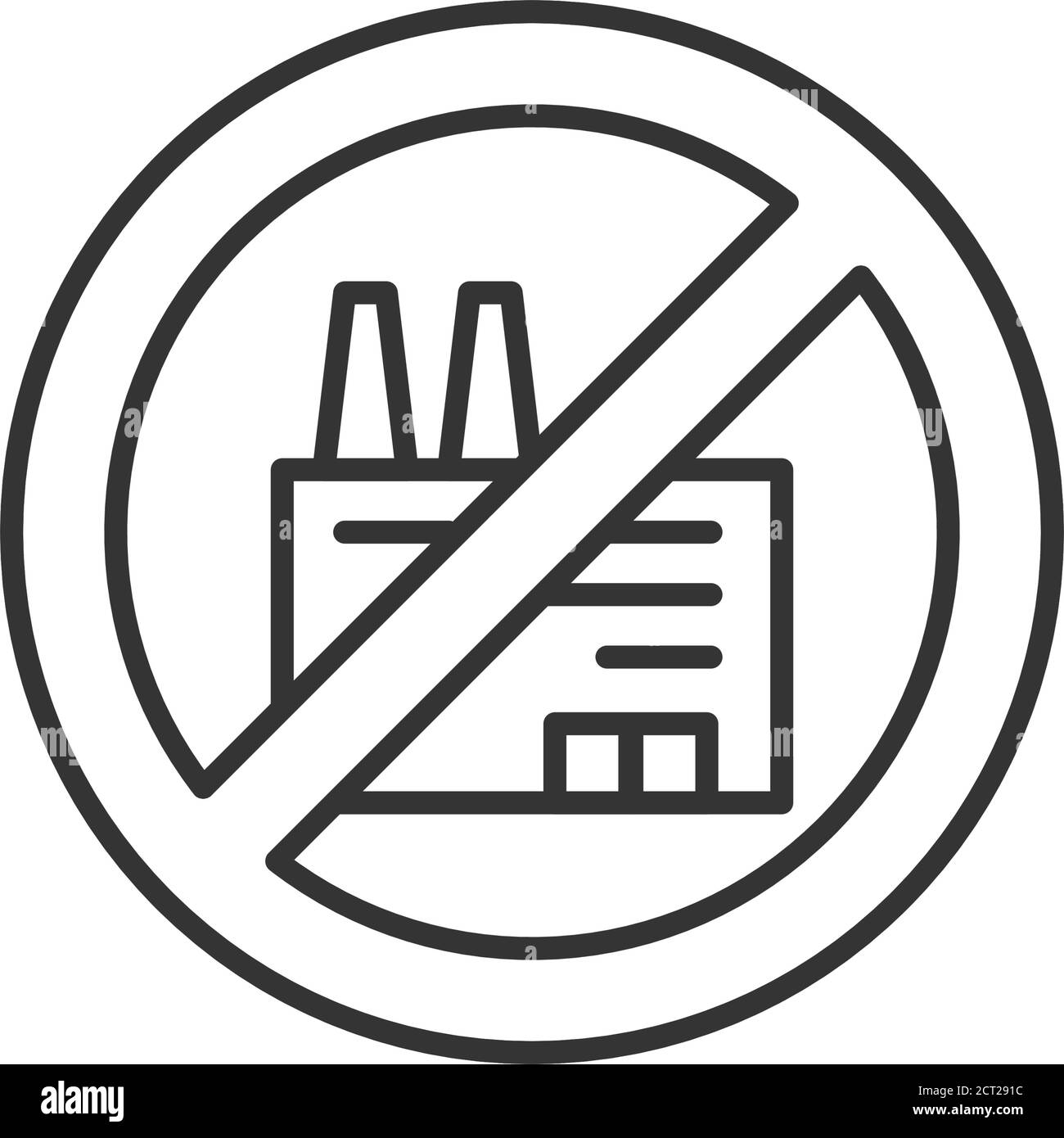 Non factory line black icon. Environment protect vector pictogram. Non ...