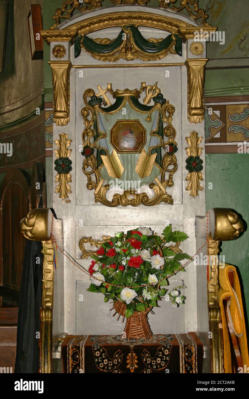 Agafton Monastery, Botosani County, Romania. The bishop's throne ...