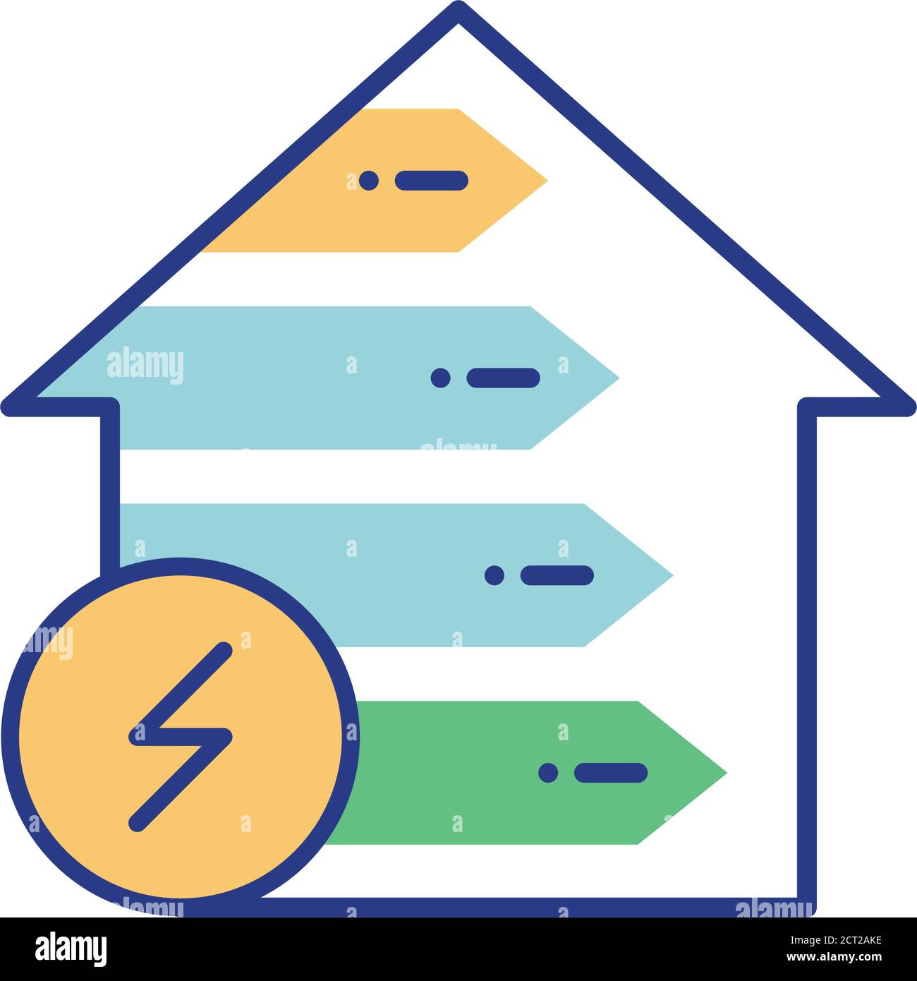 Home energy efficiency line color icon. Smart eco house improvement ...