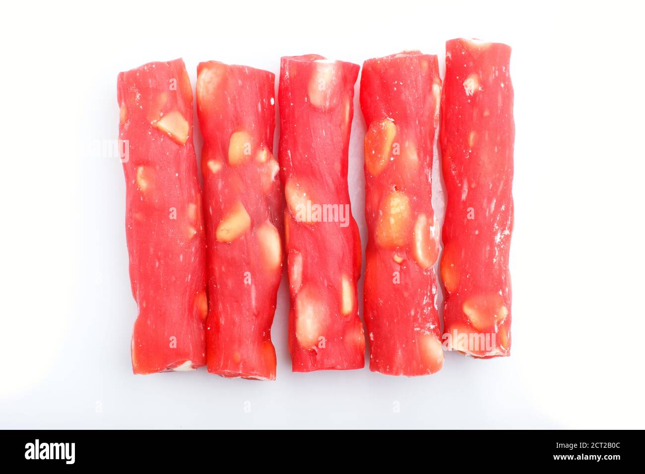 red traditional turkish delight (rahat lokum) with peanuts isolated on ...