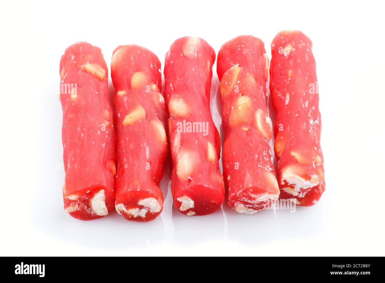 red traditional turkish delight (rahat lokum) with peanuts isolated on ...