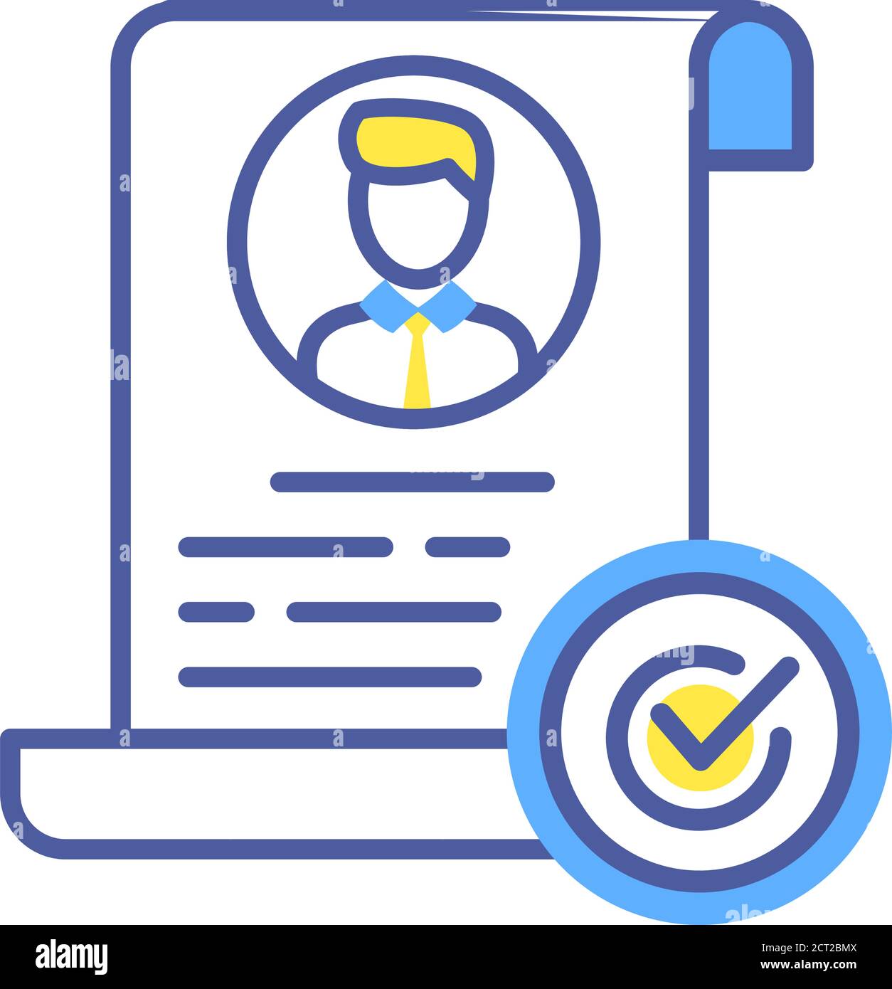 Job application color line icon. Approved candidate concept. Document ...