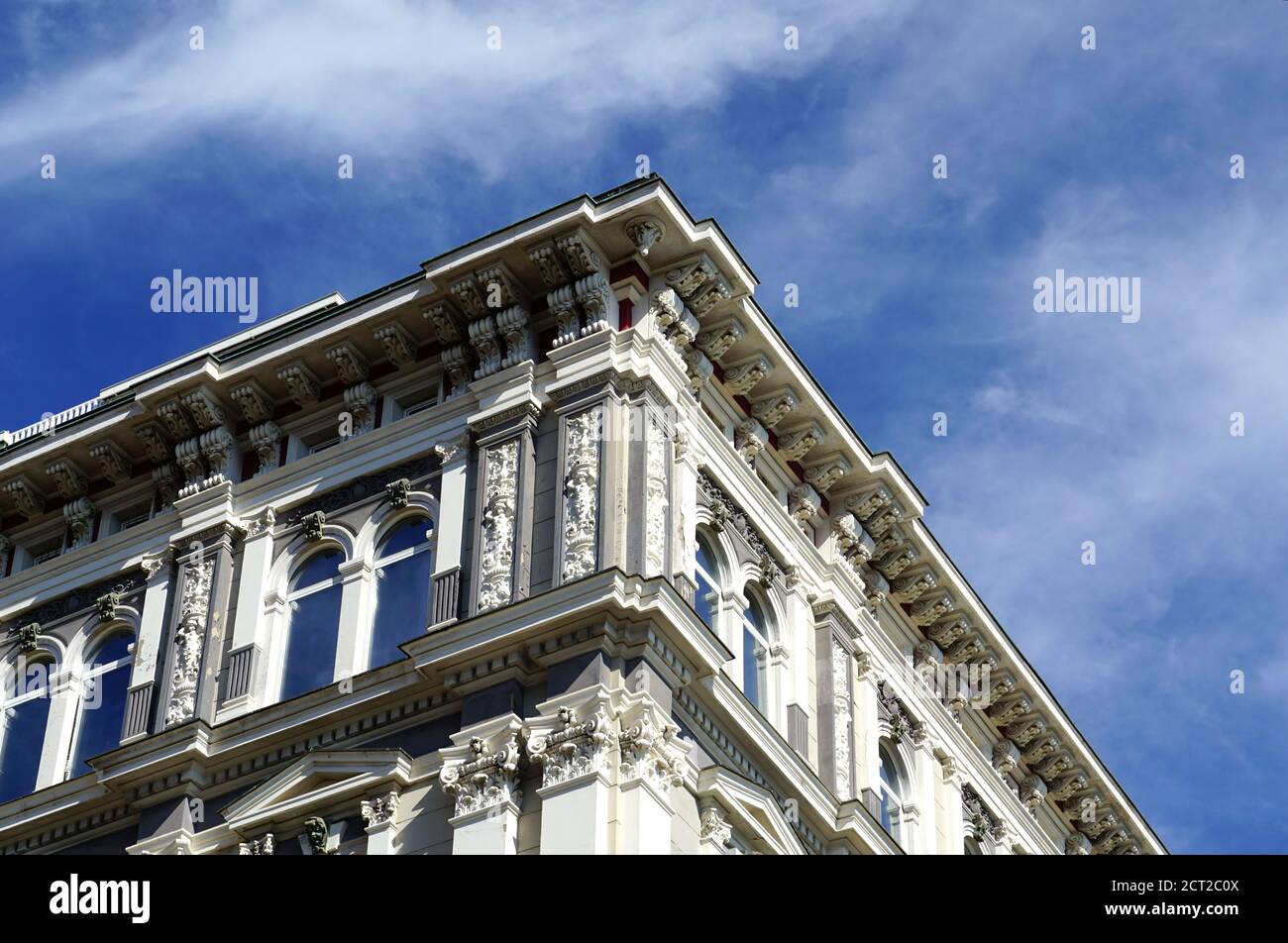 Architectural details on a facade of building built from the nineteenth ...