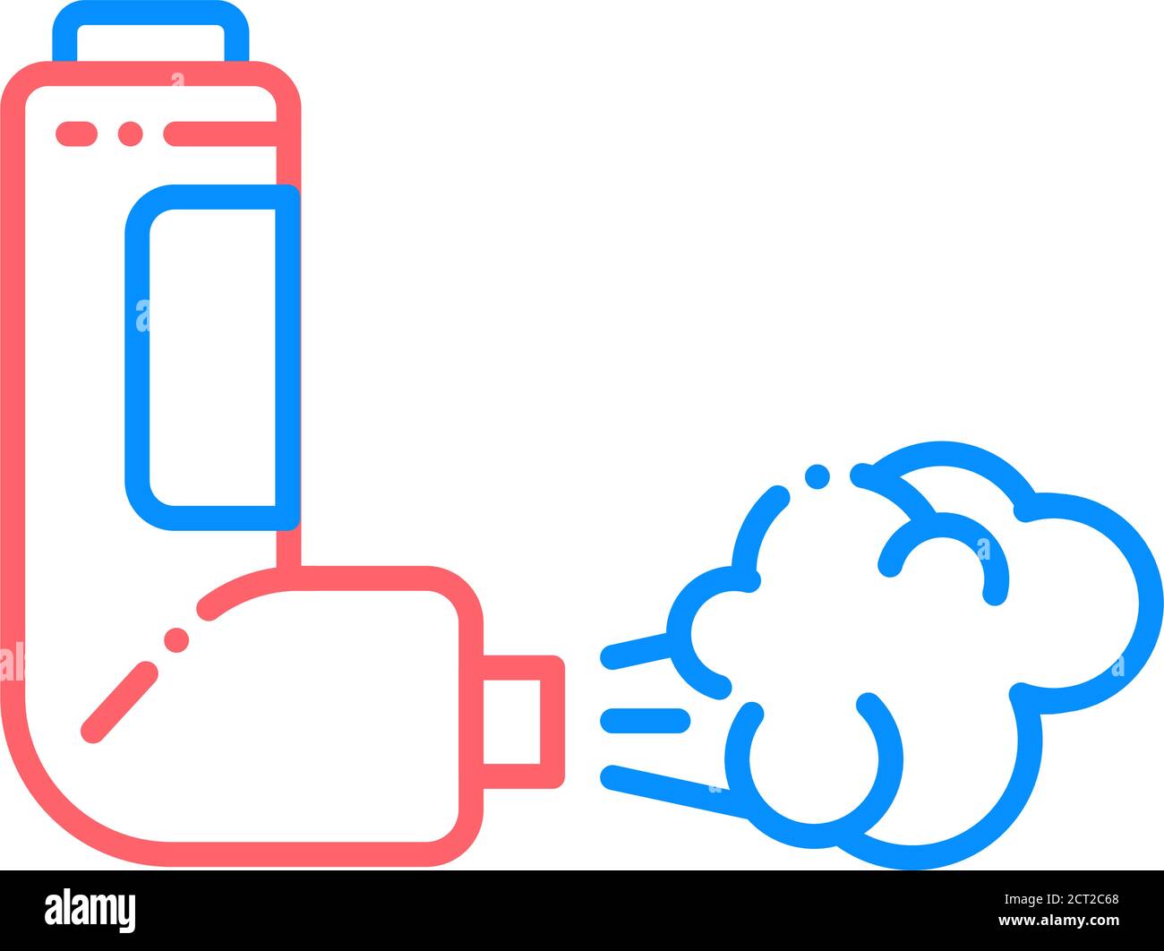 Throat spray line color icon. Asthma inhaler. First aid. Lung disease ...