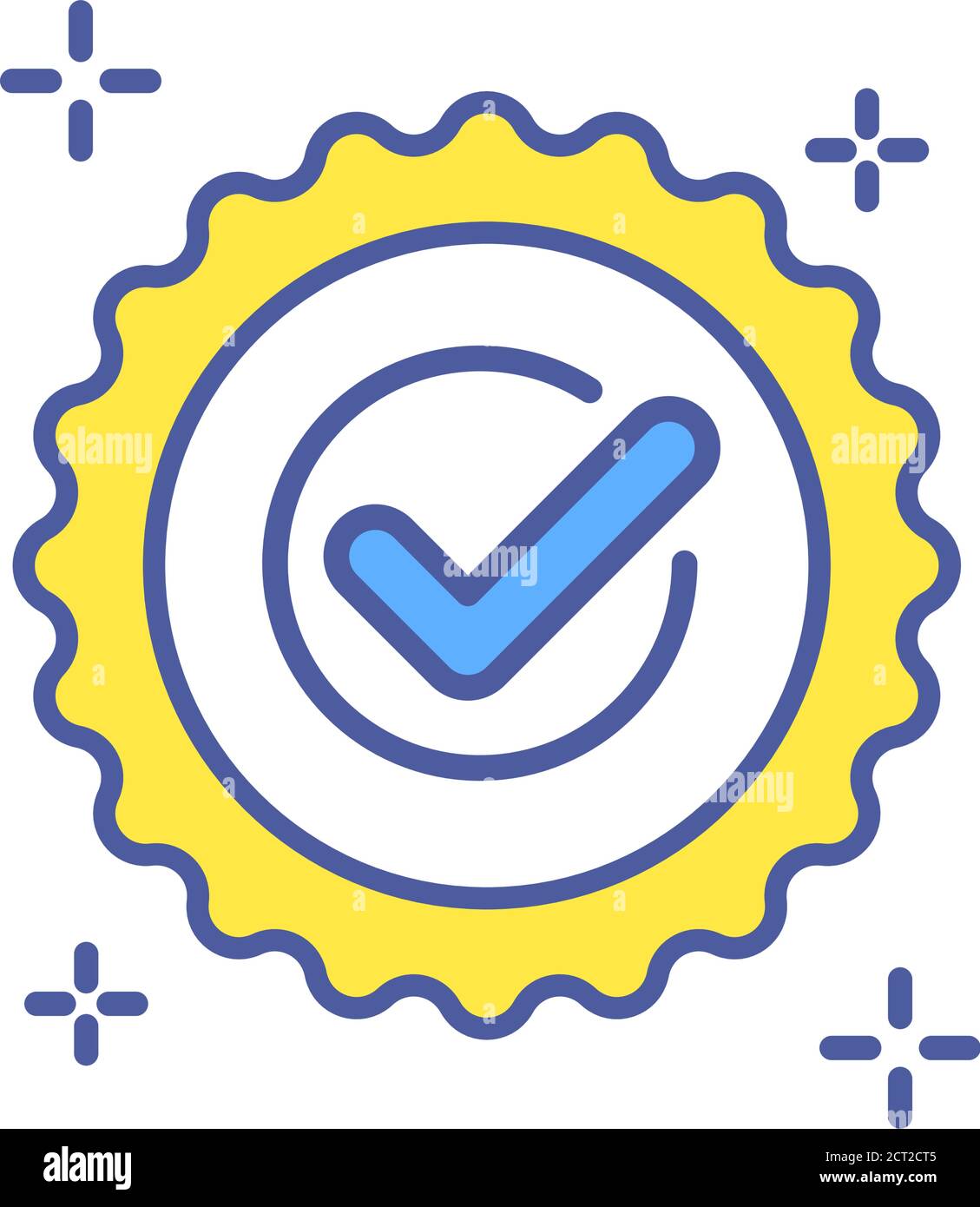 Approved stamp color line icon. Successful check concept. Certified ...