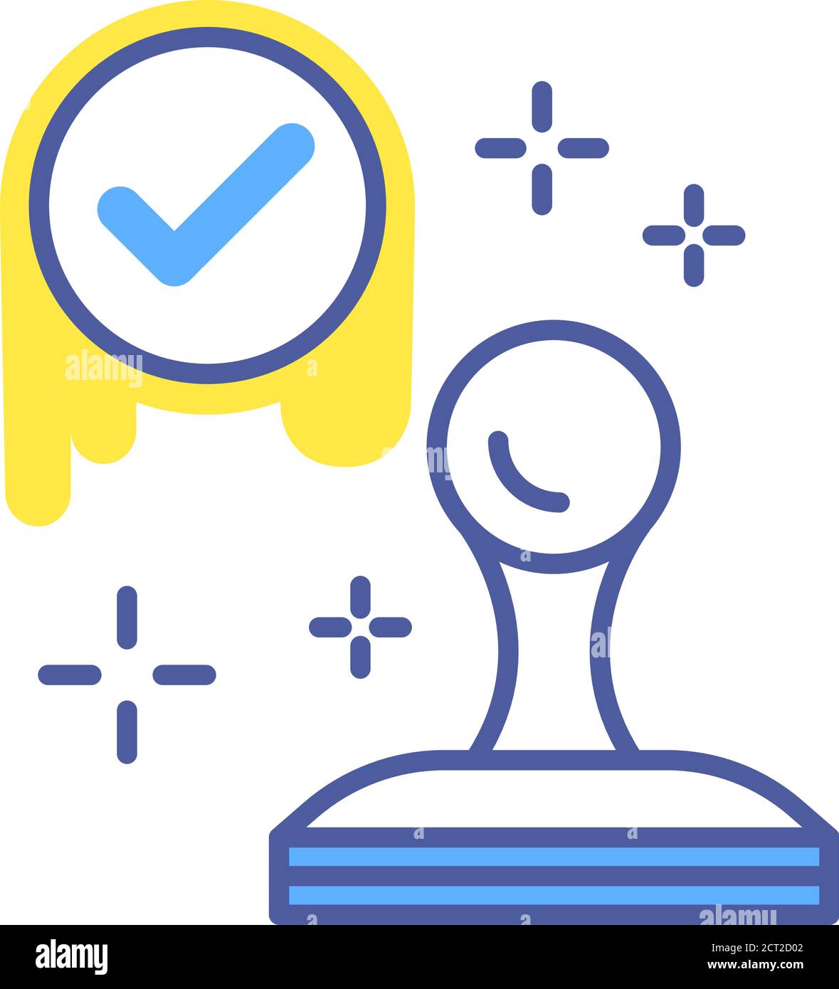 Approved stamp color line icon. Successful check concept. Certified ...