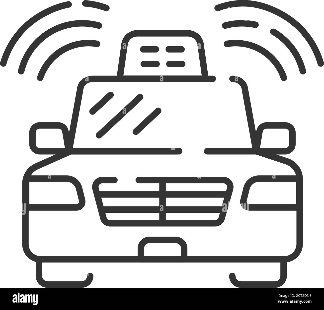 Taxi driverless black line icon. Autonomous car concept. Carriage ...
