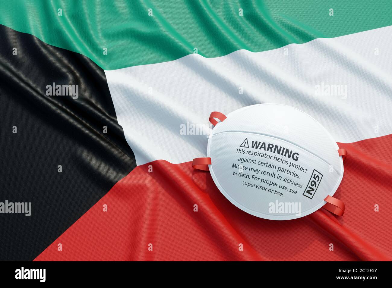 Coronavirus medical surgical face mask on the Kuwaiti national flag ...