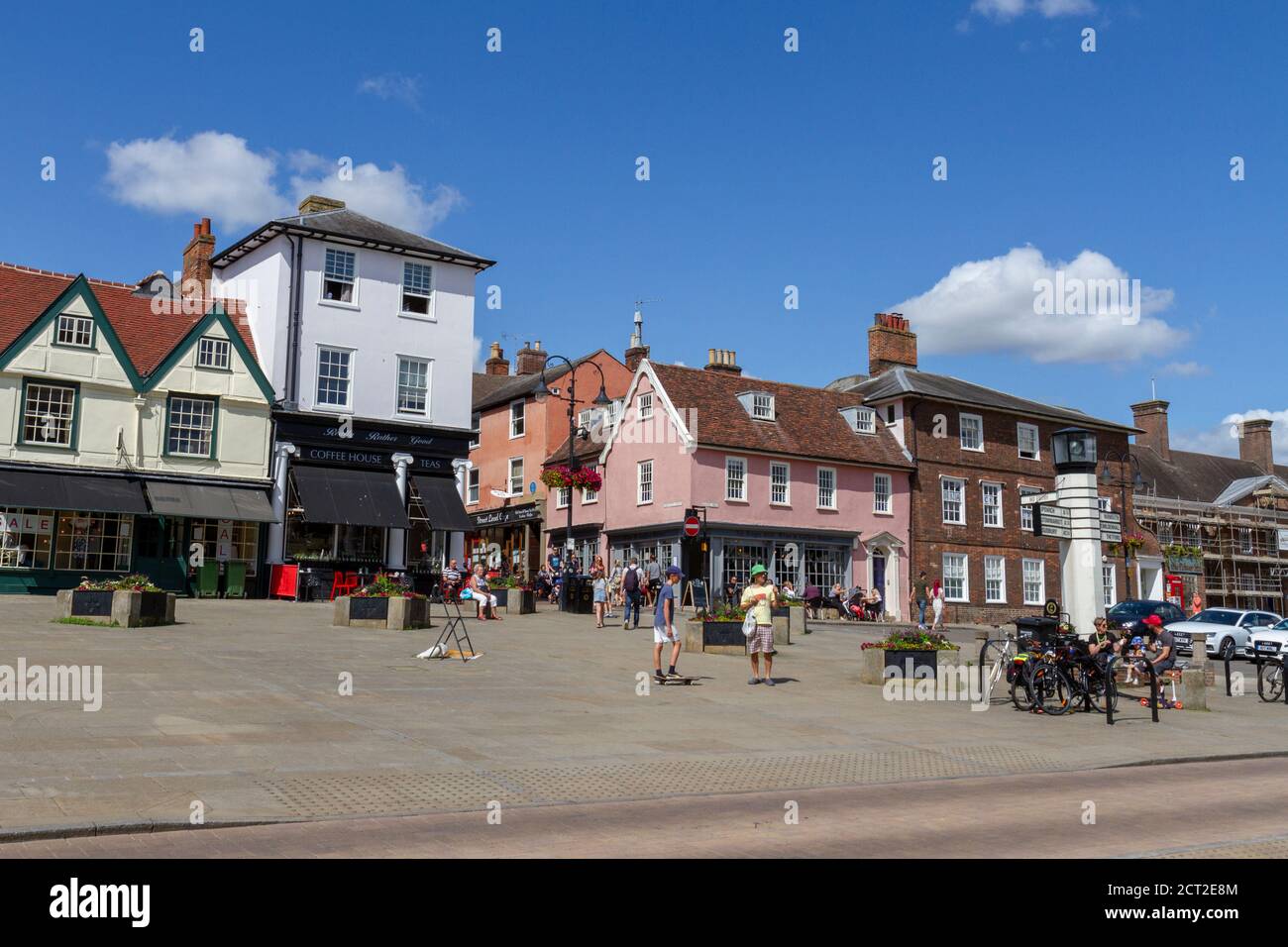 General view of Angel Hill with the Pillar of Salt road sign, Bury St ...
