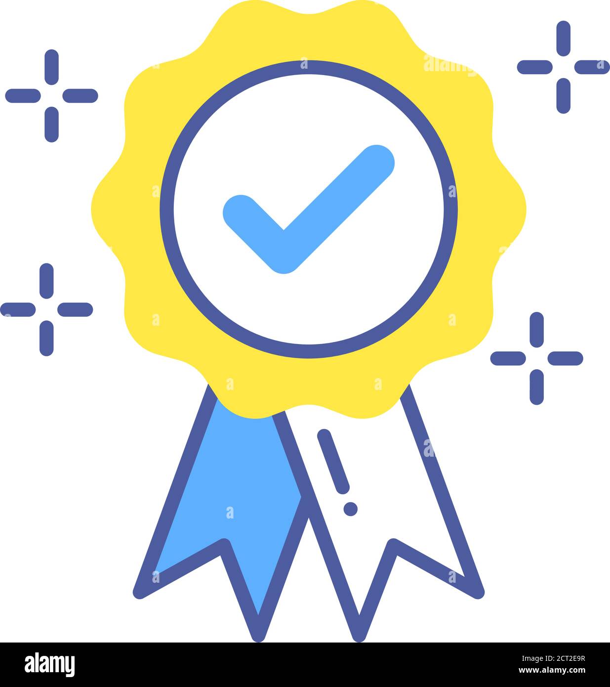 Approved medal, reward color line icon. Successful quality concept ...