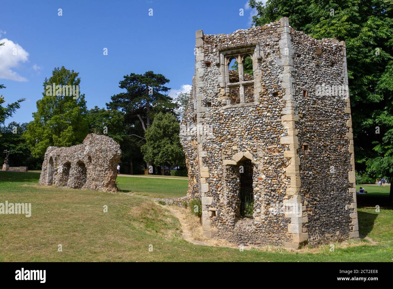 Part of the Abbey ruins in Abbey Gardens, Bury St Edmunds, Suffolk, UK ...