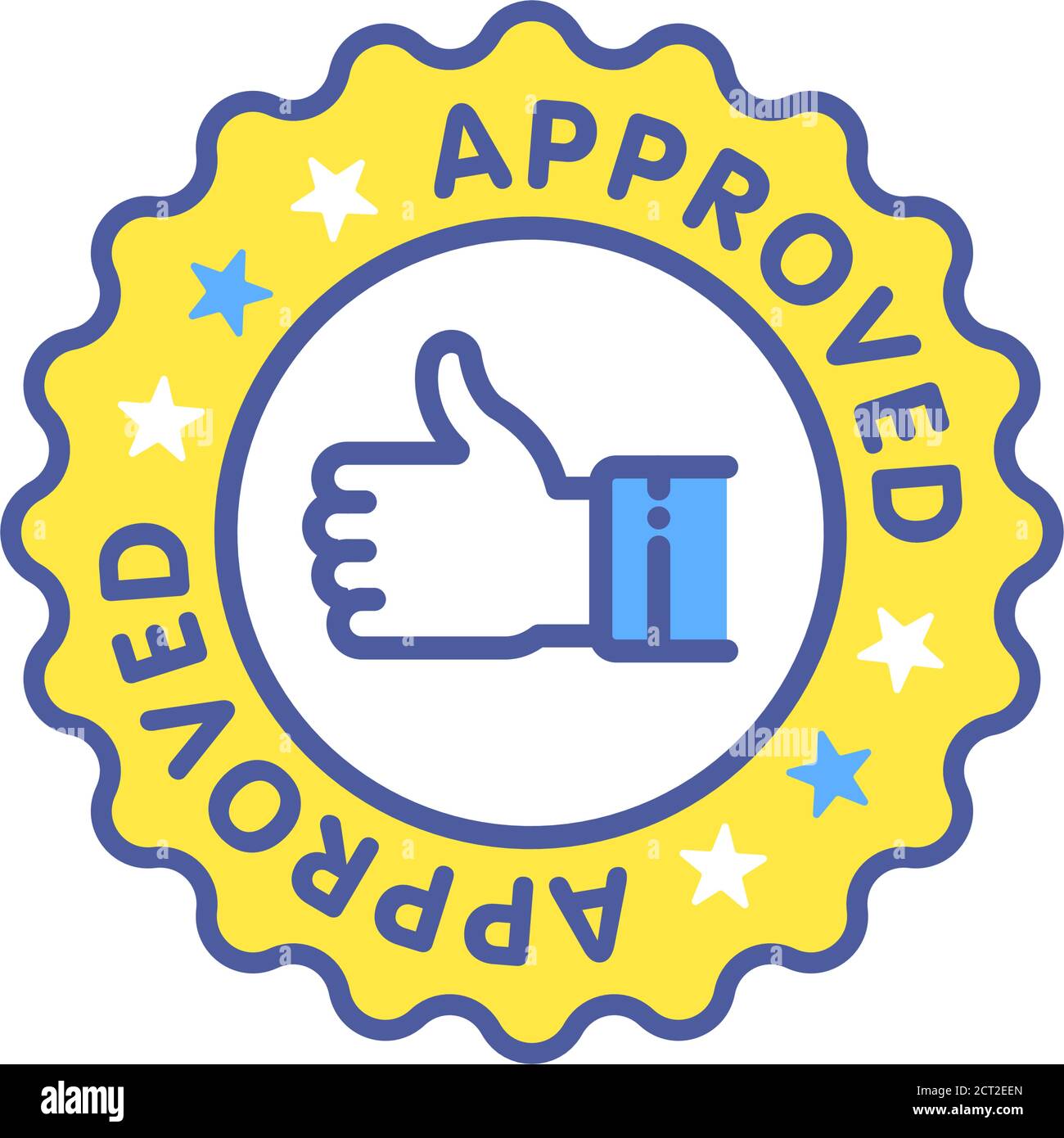 Approved stamp color line icon. Successful check concept. Certified ...