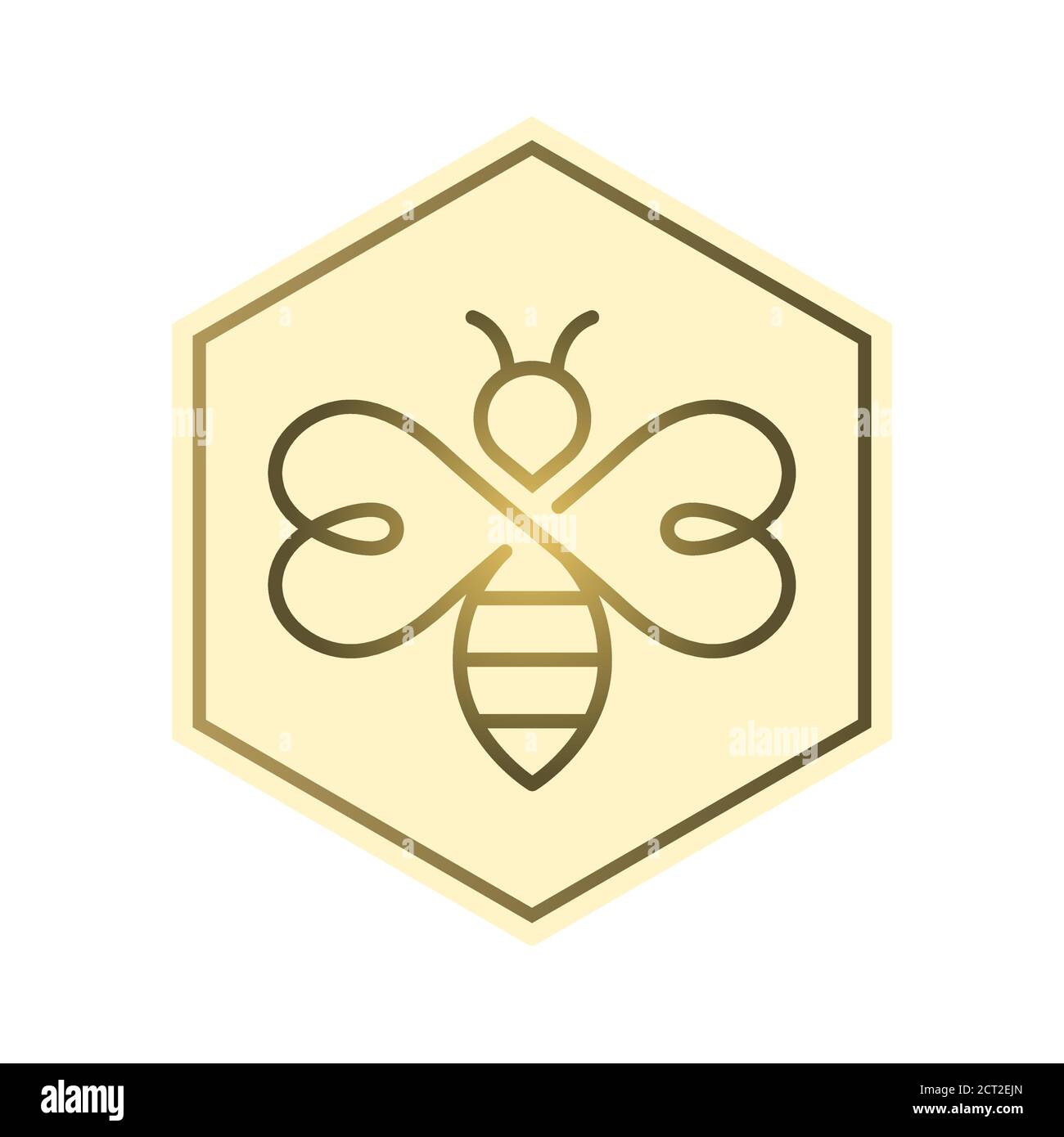 Bee in honey comb vector logo design. Honey bee icon label in color ...