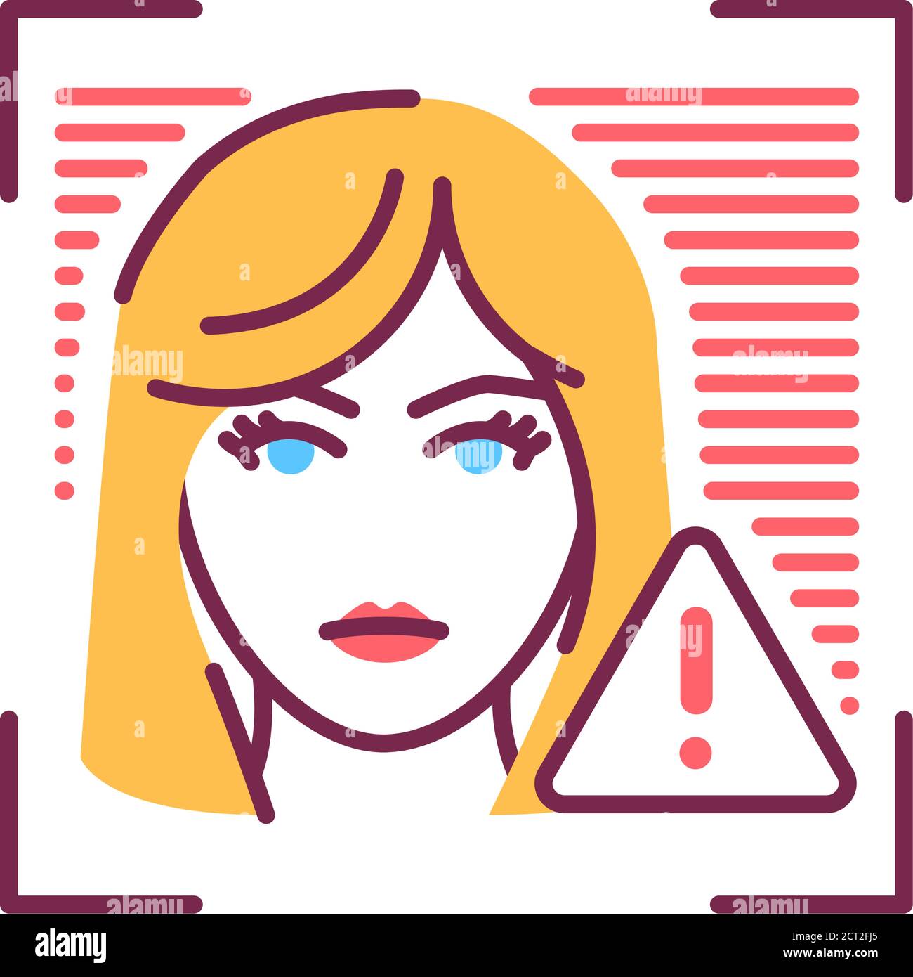 Identification face error line icon. Access denied concept. Violation ...