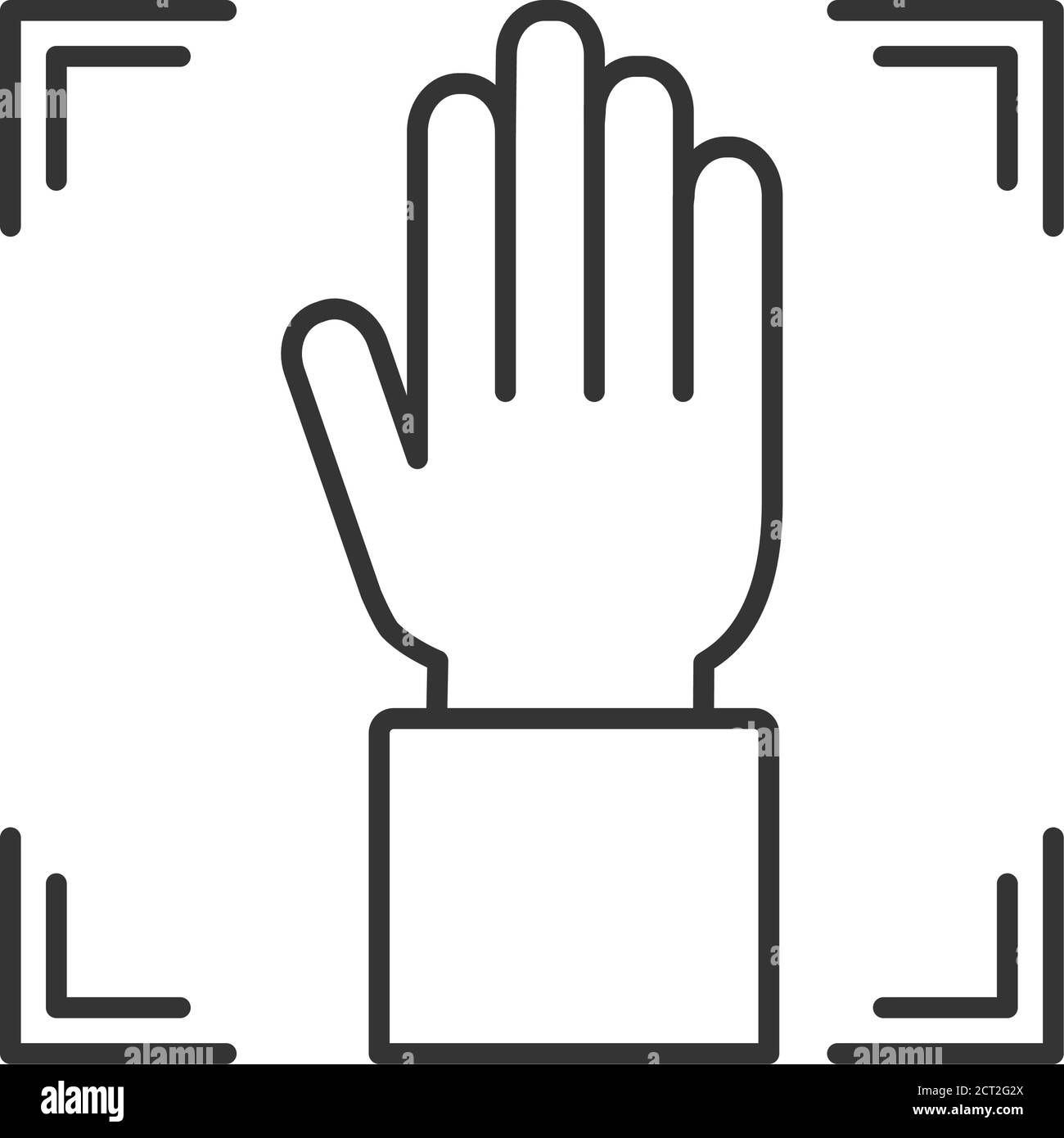 Palm print scan black line icon. Verification hand. Concept of ...