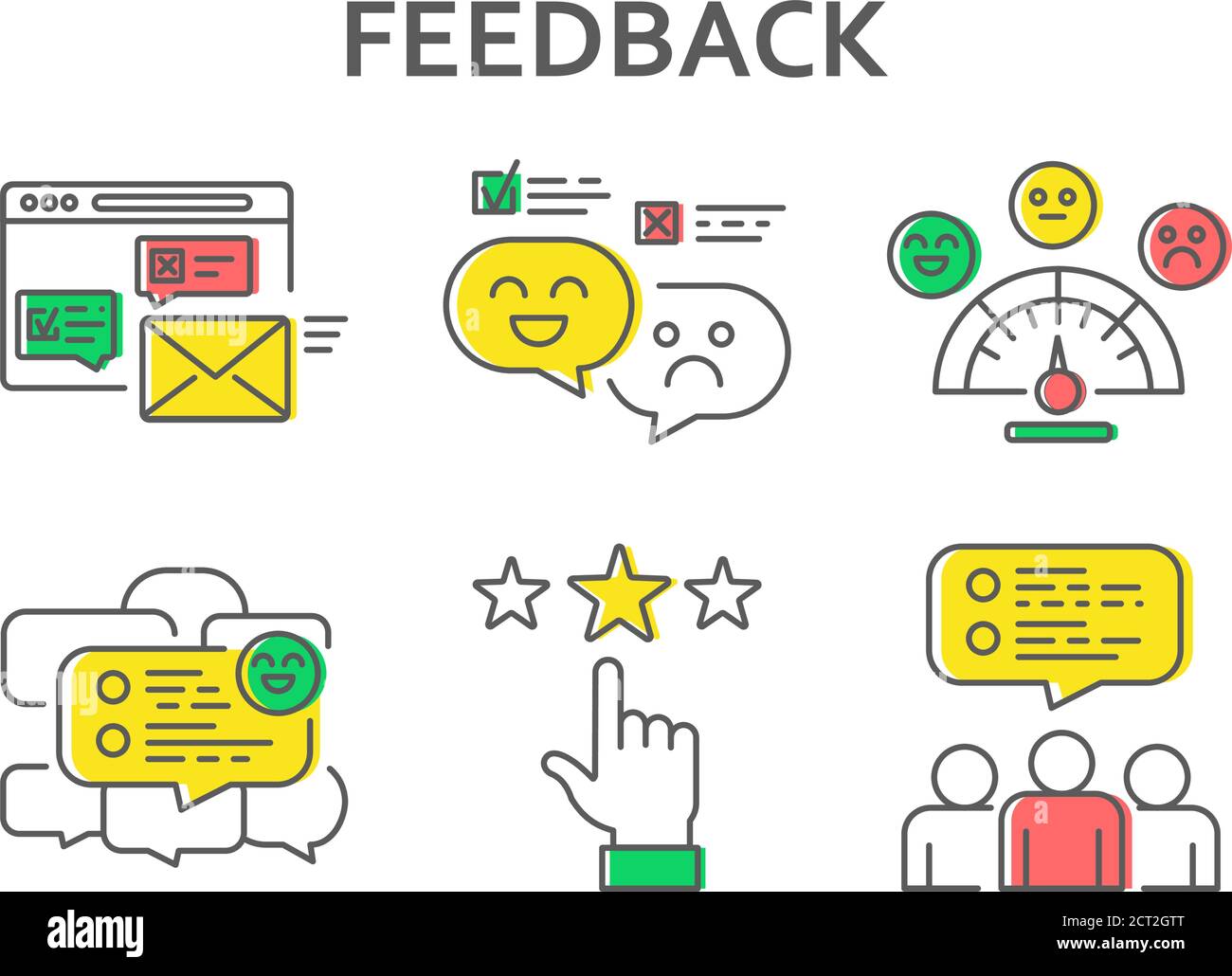 Feedback color line icons set. Customer satisfaction Stock Vector Image ...