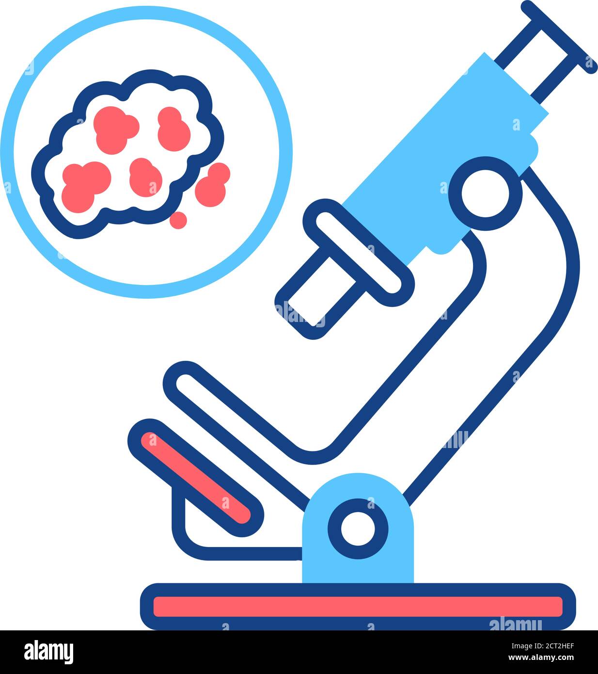 Detection of cancer cells by analysis line color icon. Oncology medical ...