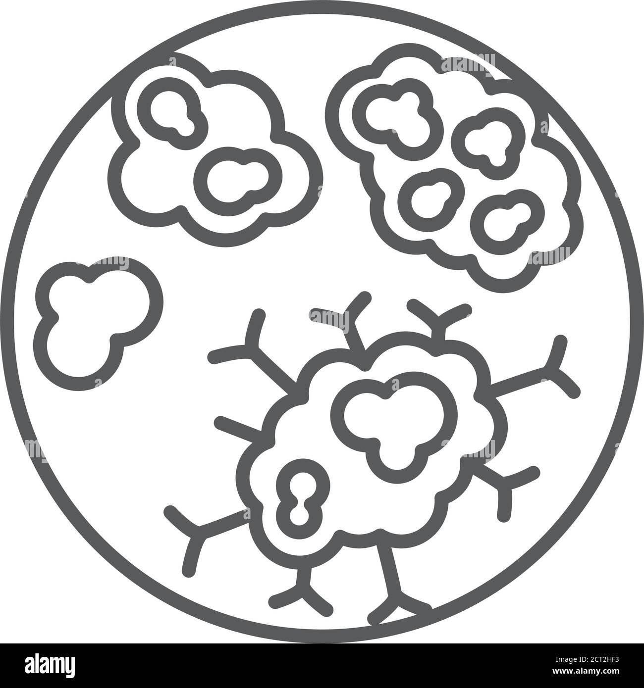 ancer cell stages line black icon. Malignant neoplasm concept ...