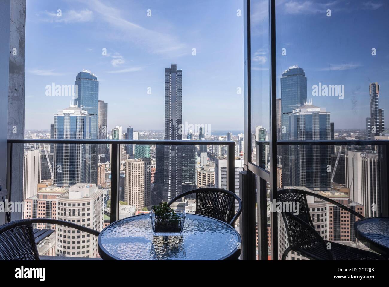 Melbourne CBD city view apartment high rise interior design Stock Photo ...