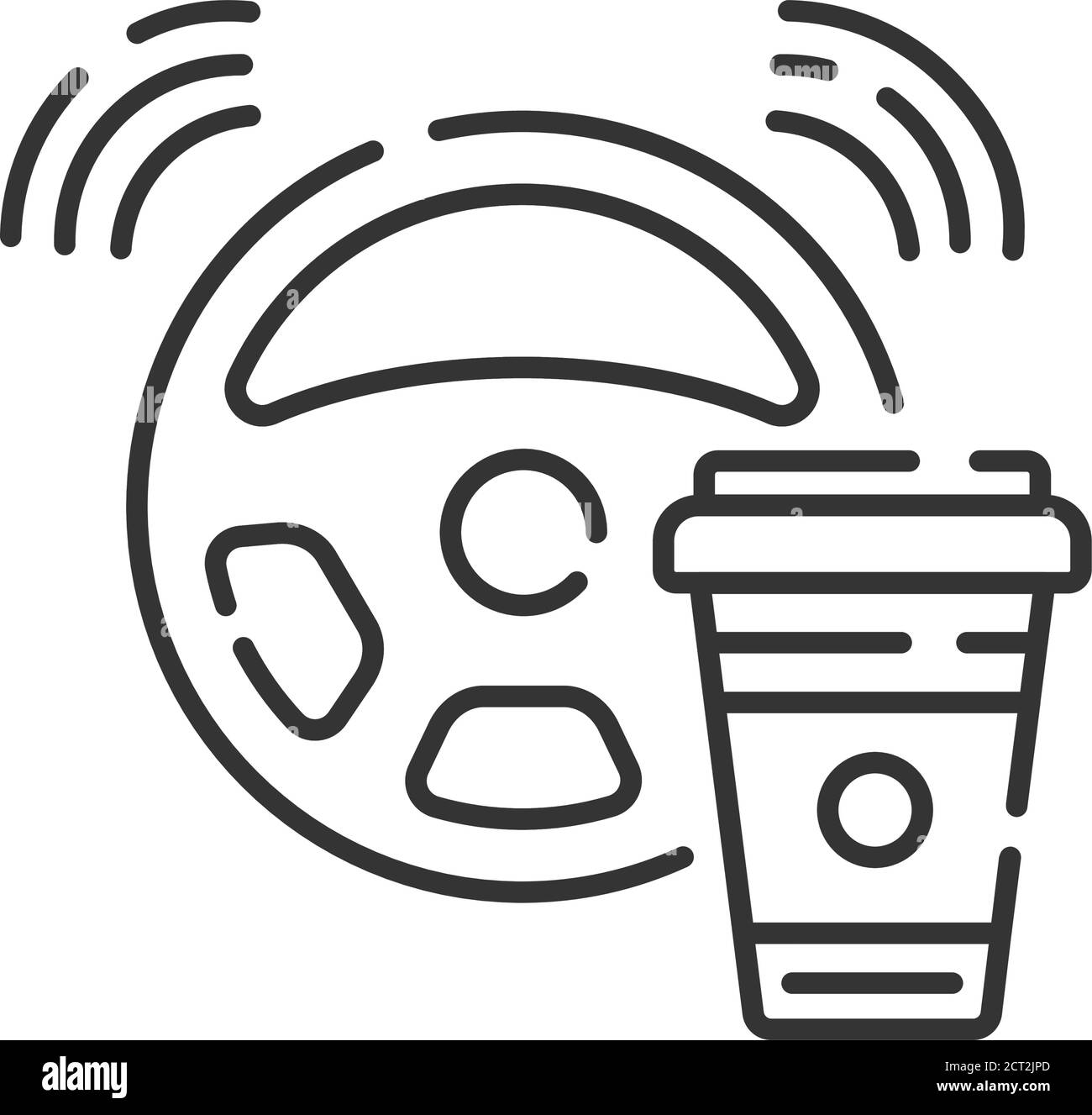 Driverless auto black line icon. Self driving concept. Autonomous drive ...